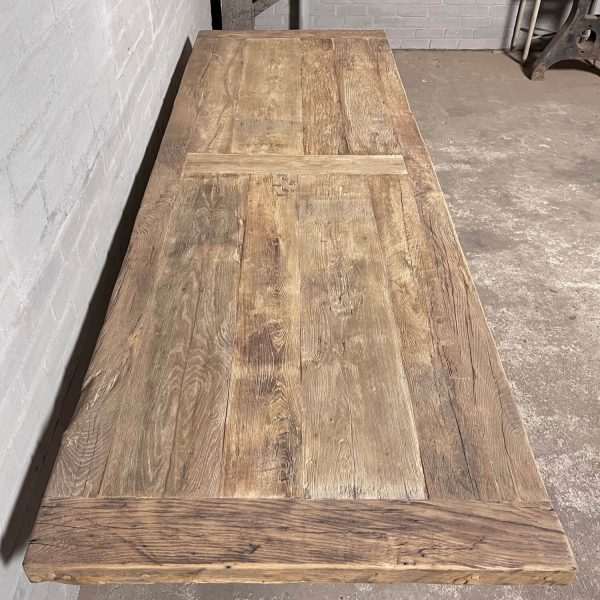 In height adjustable oak dining table - industrial design - IND736