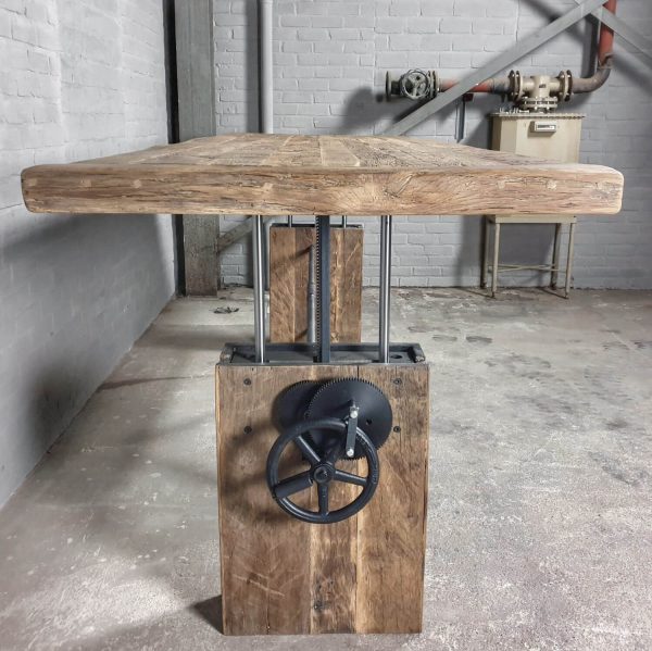 Height adjustable wooden dining table - reclaimed oak - Z015 - DT69