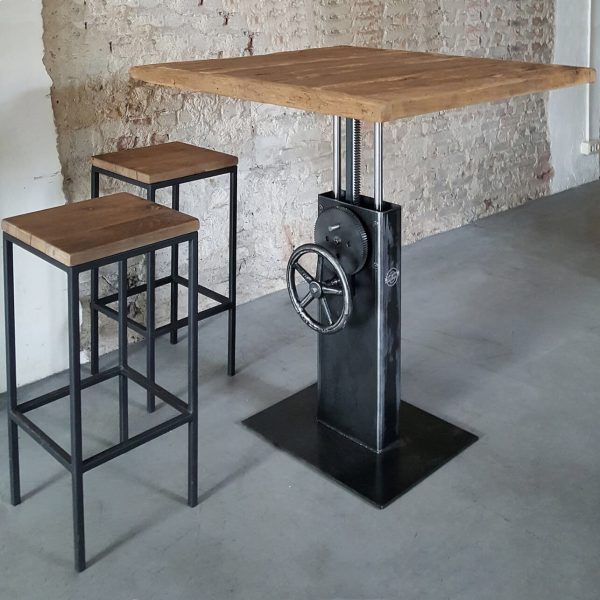 Industrial coffee table height adjustable to dining table - DT42