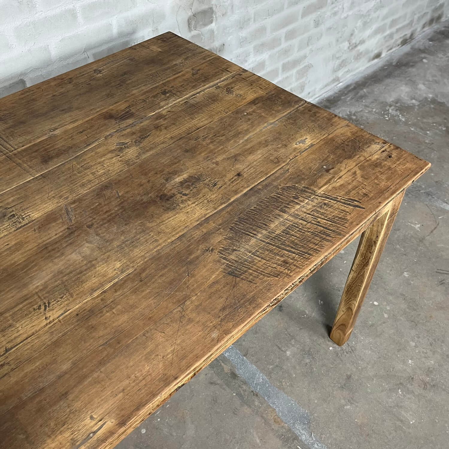 Antique dining table from native hardwood - natural colour - C001