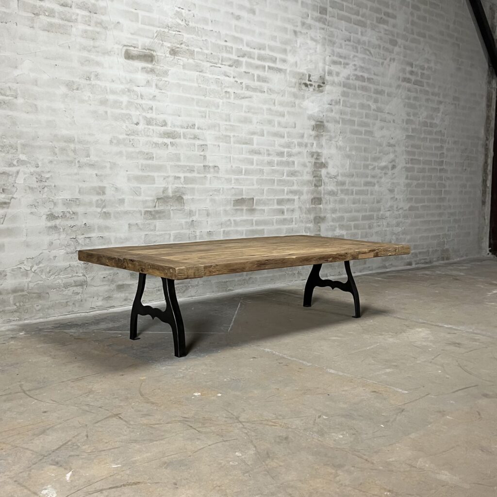 Industrial oak coffee table with steel base custom made - DT38